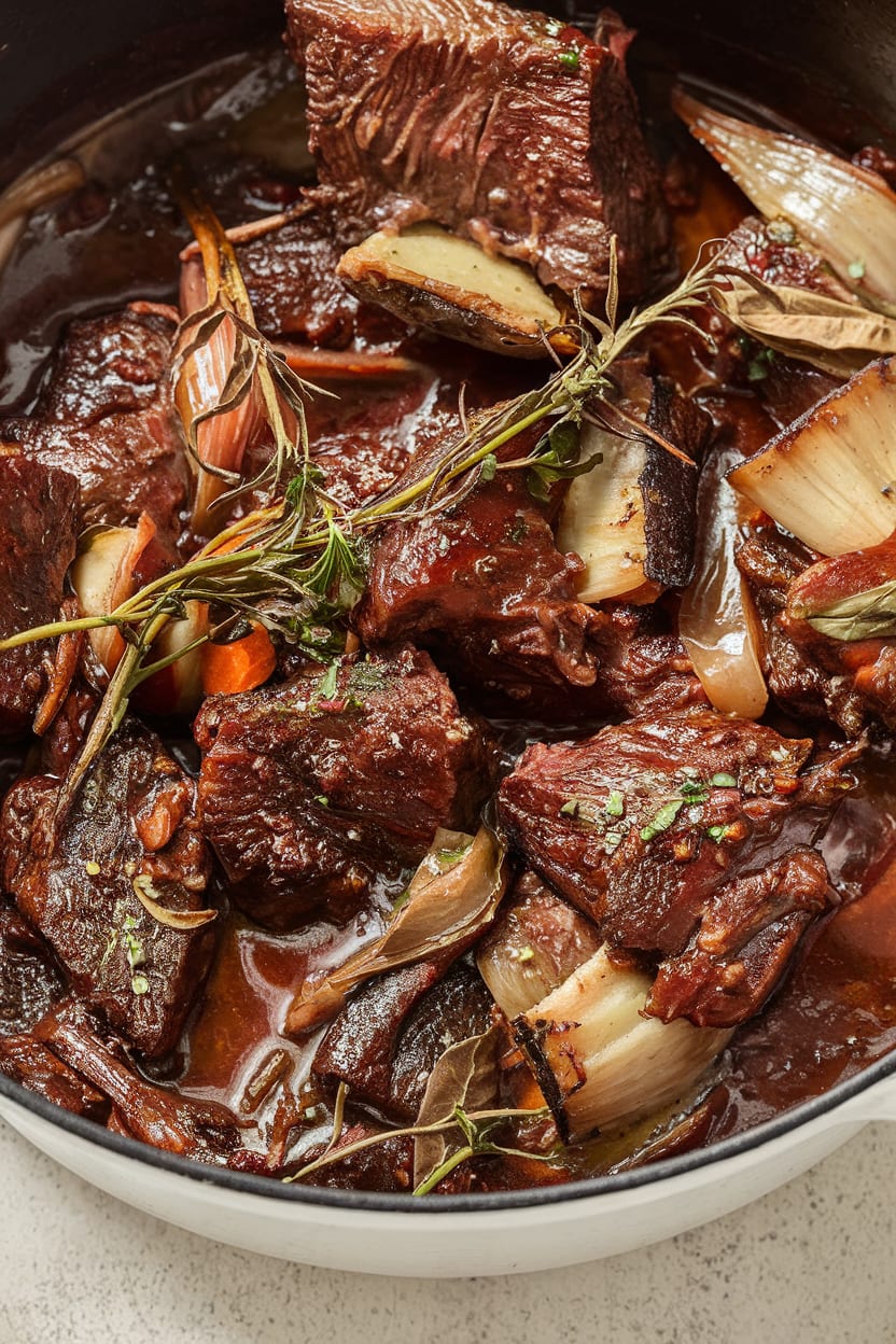 Red Wine Braised Short Ribs in Dutch Oven - Happy Muncher