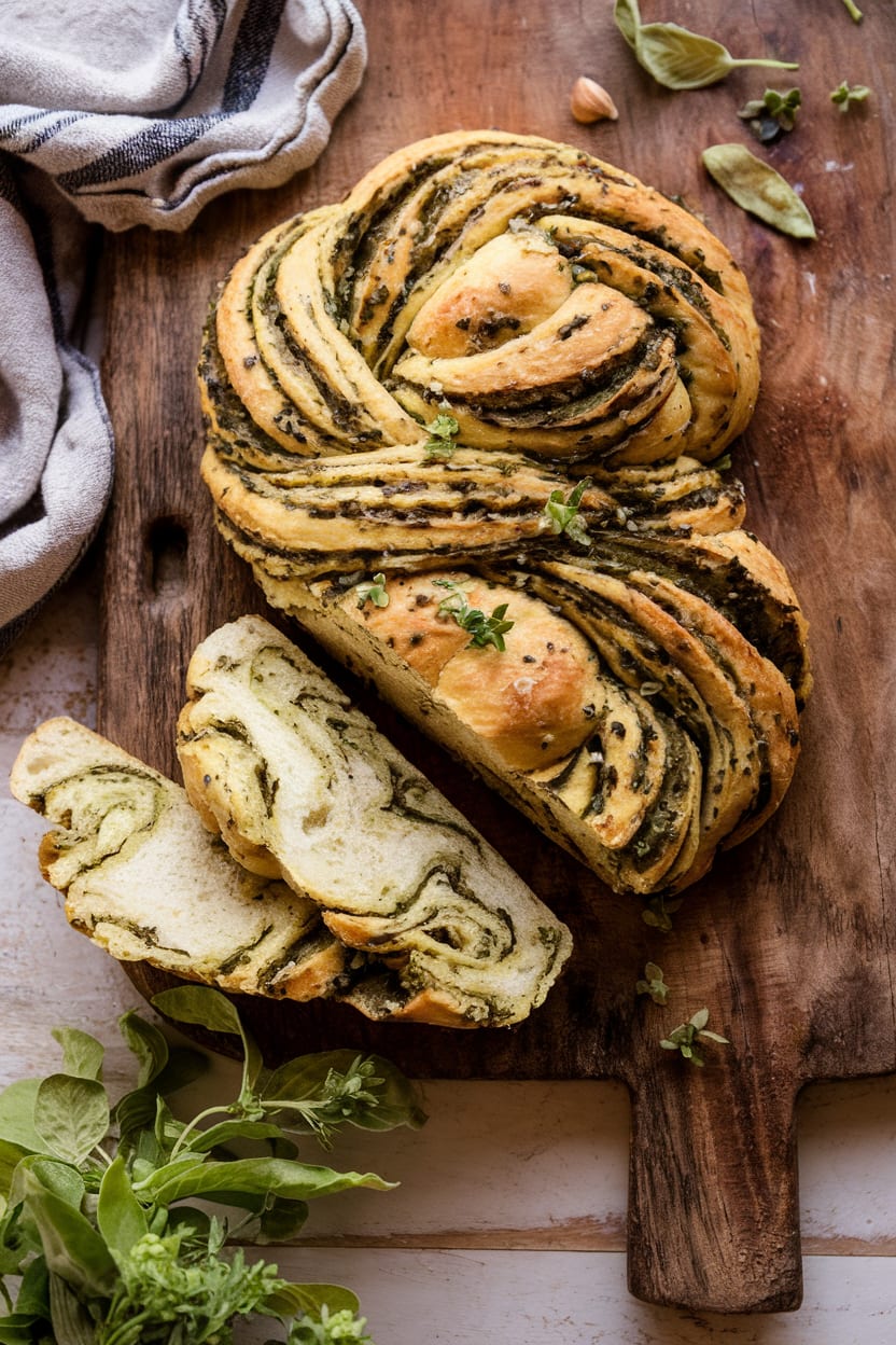 Swirled Garlic Herb Bread - Happy Muncher