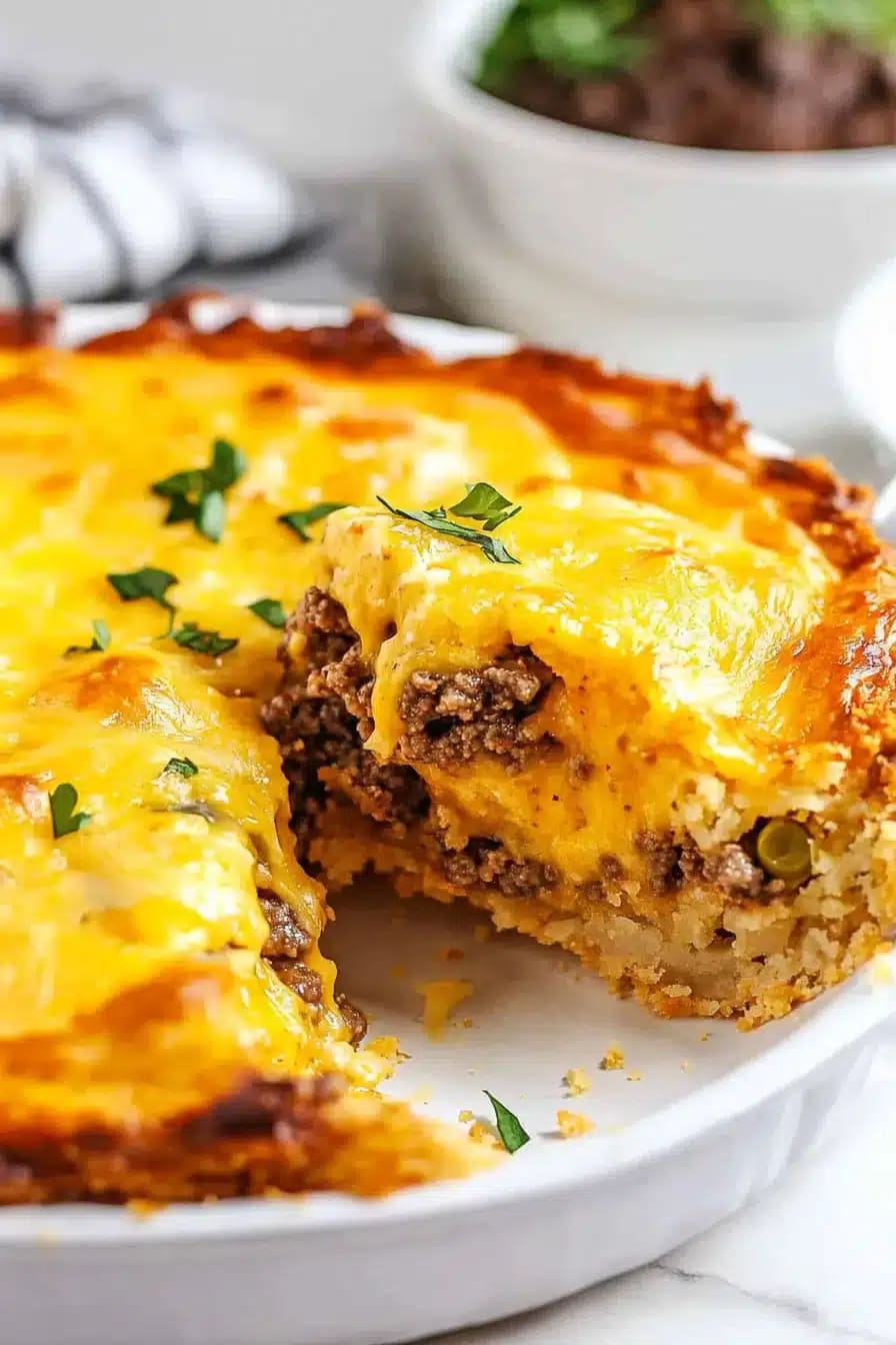 Impossibly Easy Cheeseburger Pie - Happy Muncher