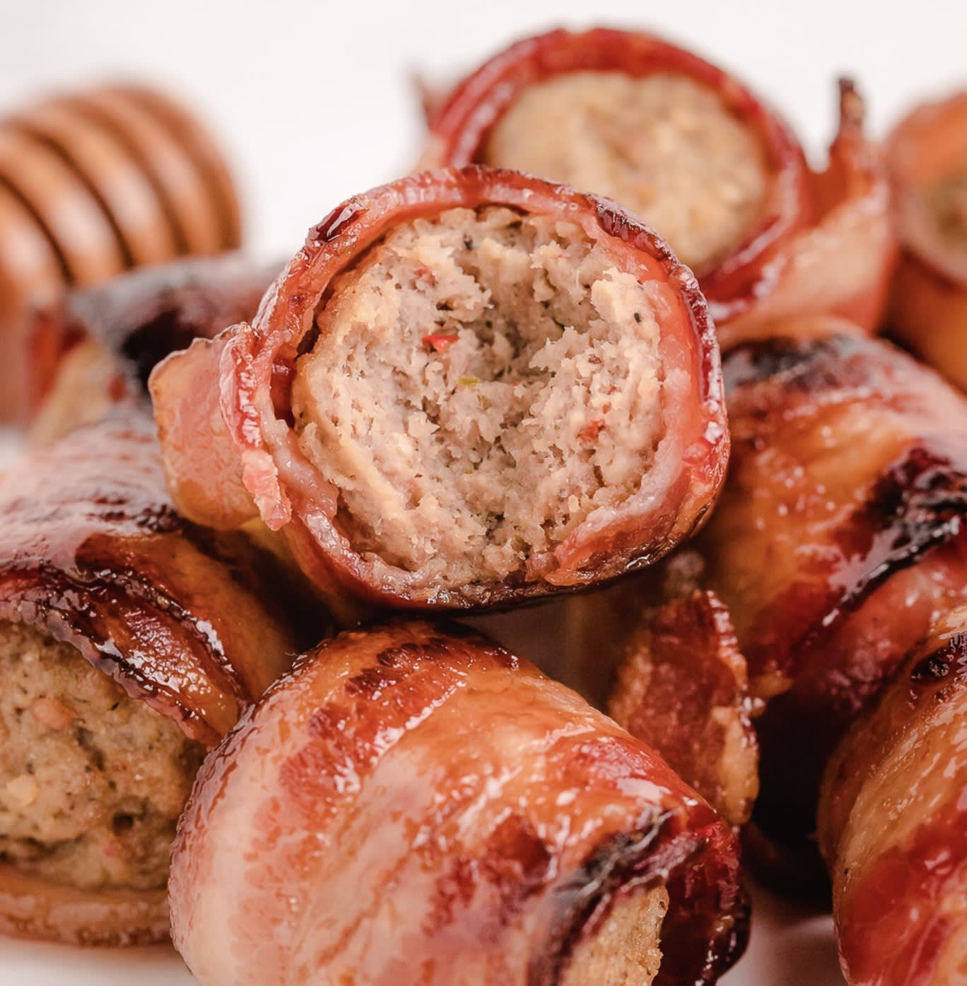 Bacon Wrapped Meatballs - Happy Muncher