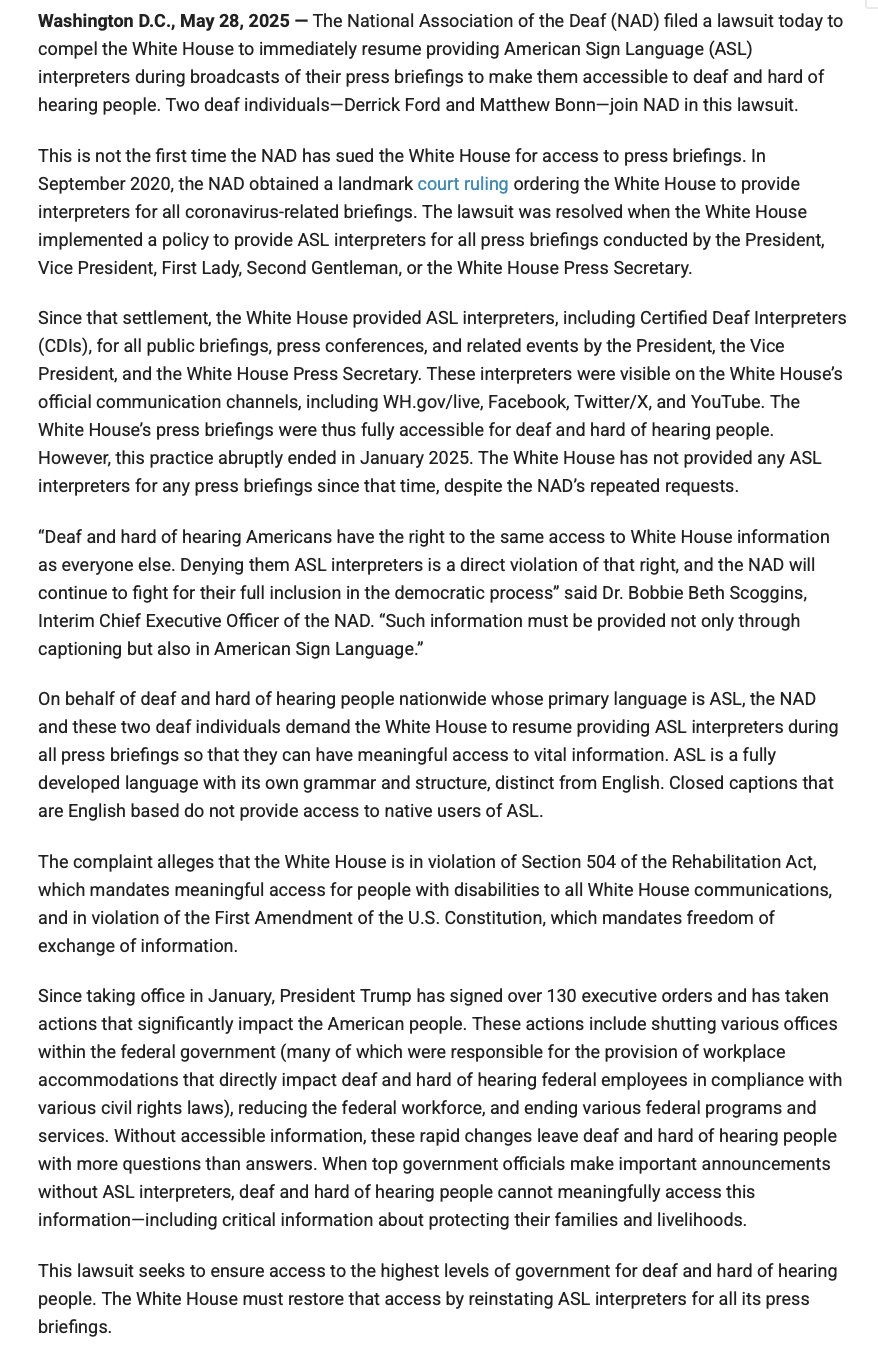 Deaf Americans sue Trump after White House secretly eliminates sign ...