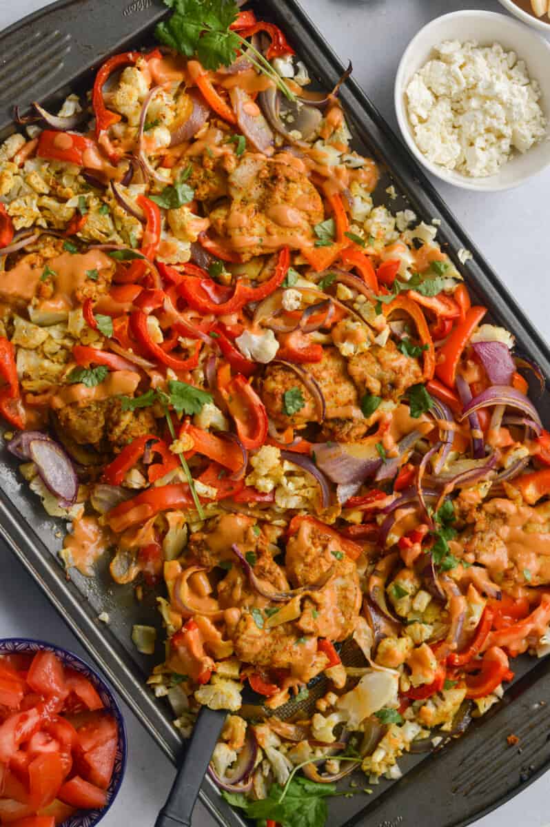 Chicken Shawarma Sheet Pan Dinner - Happy Muncher