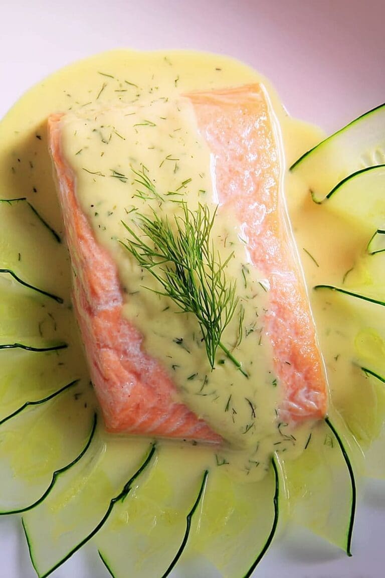 Poached Salmon with Mousseline Sauce - Happy Muncher