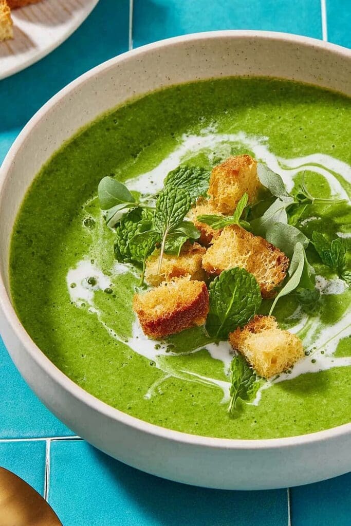 Watercress Soup with Peas and Mint (Princess Diana Recipe) - Happy Muncher