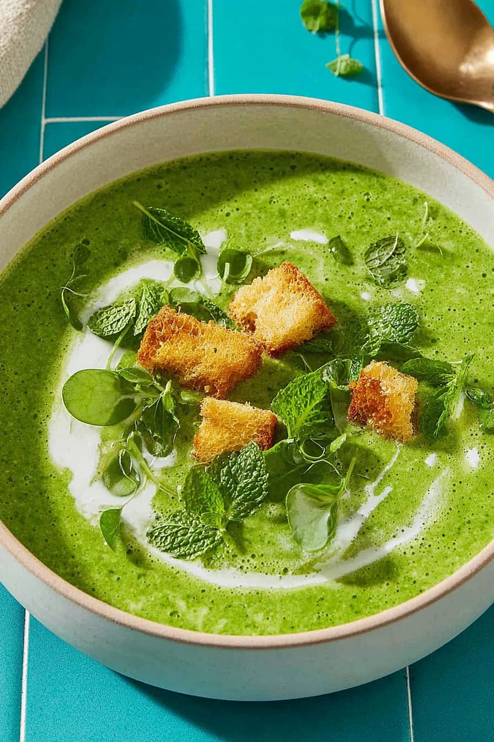 Watercress Soup with Peas and Mint (Princess Diana Recipe) - Happy Muncher