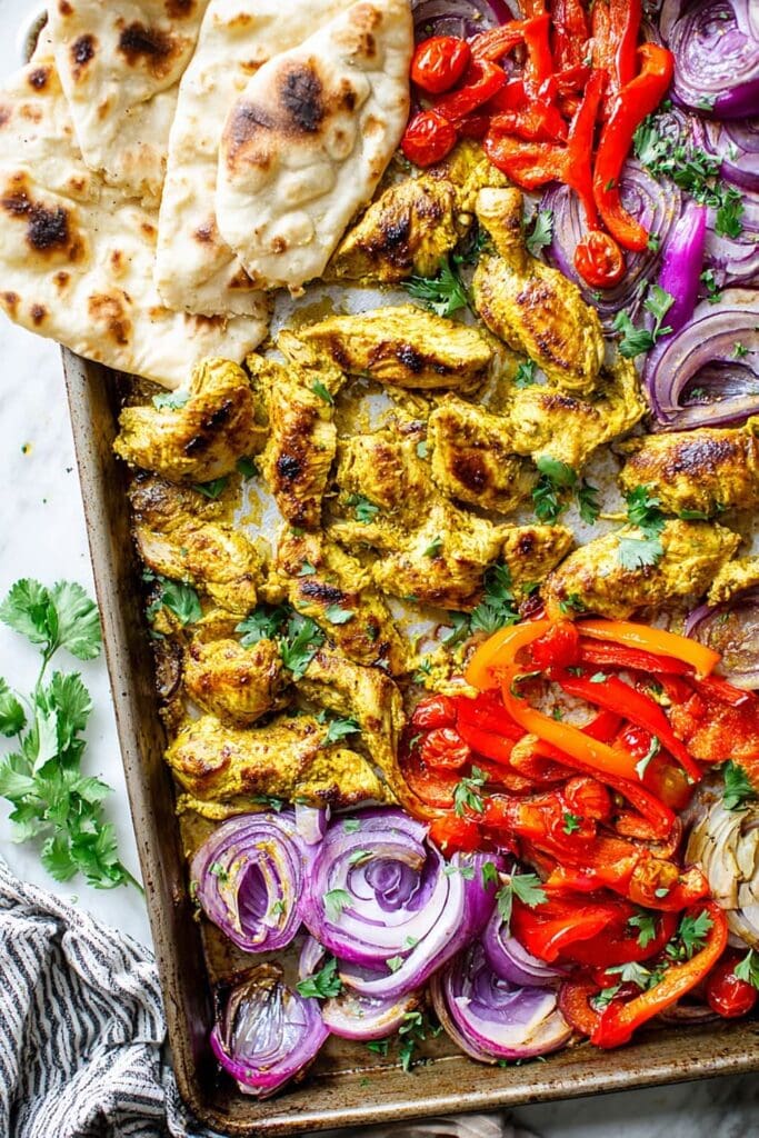 Chicken Shawarma Sheet Pan Dinner - Happy Muncher