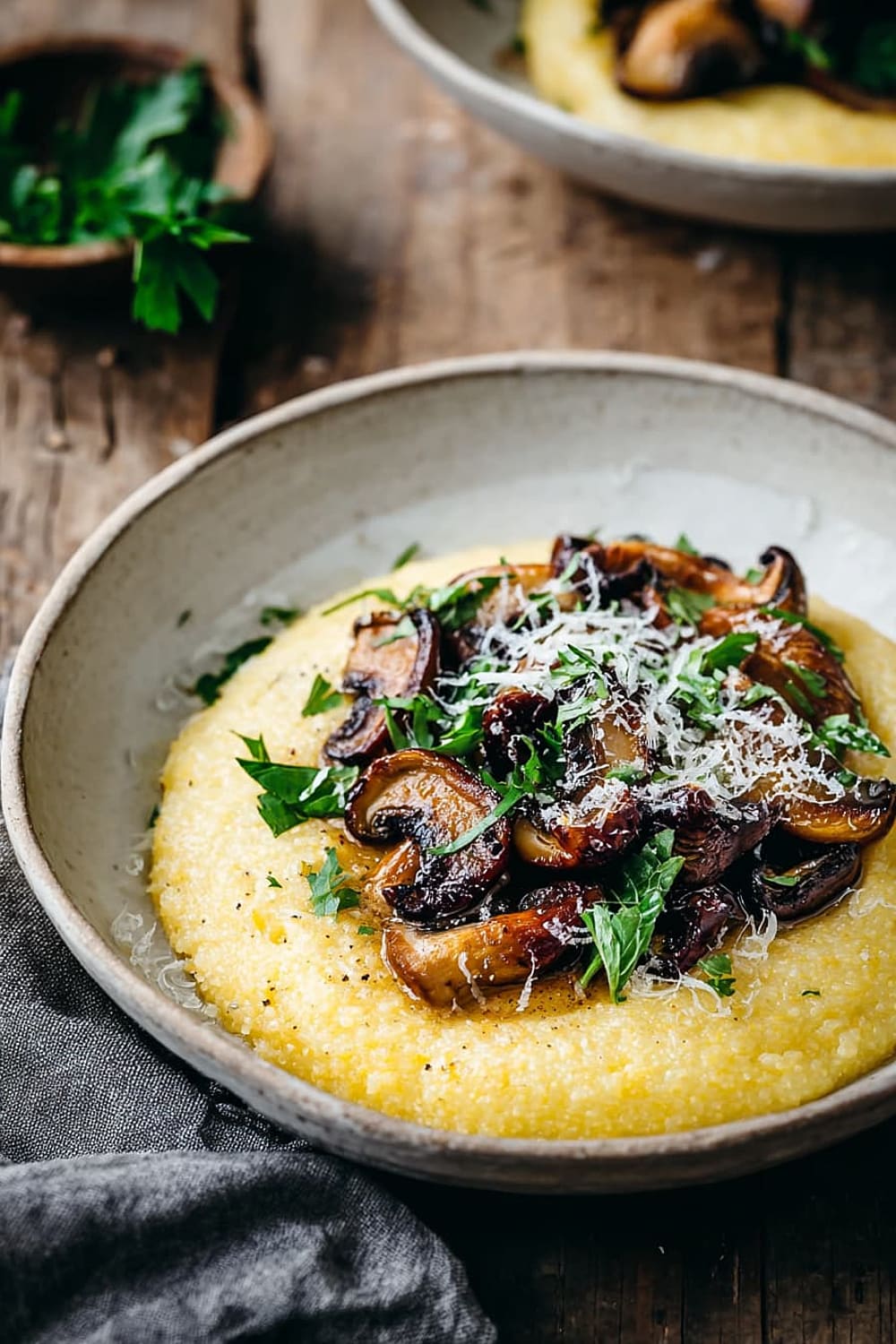 Creamy Polenta with Mushrooms - Happy Muncher
