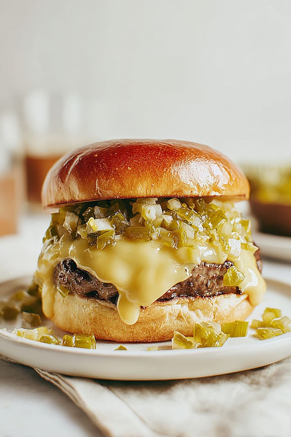 Hatch Green Chile Cheeseburger - Happy Muncher