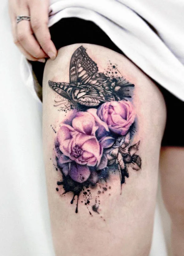 28 Beautiful Thigh Tattoos for Women - Happy Muncher