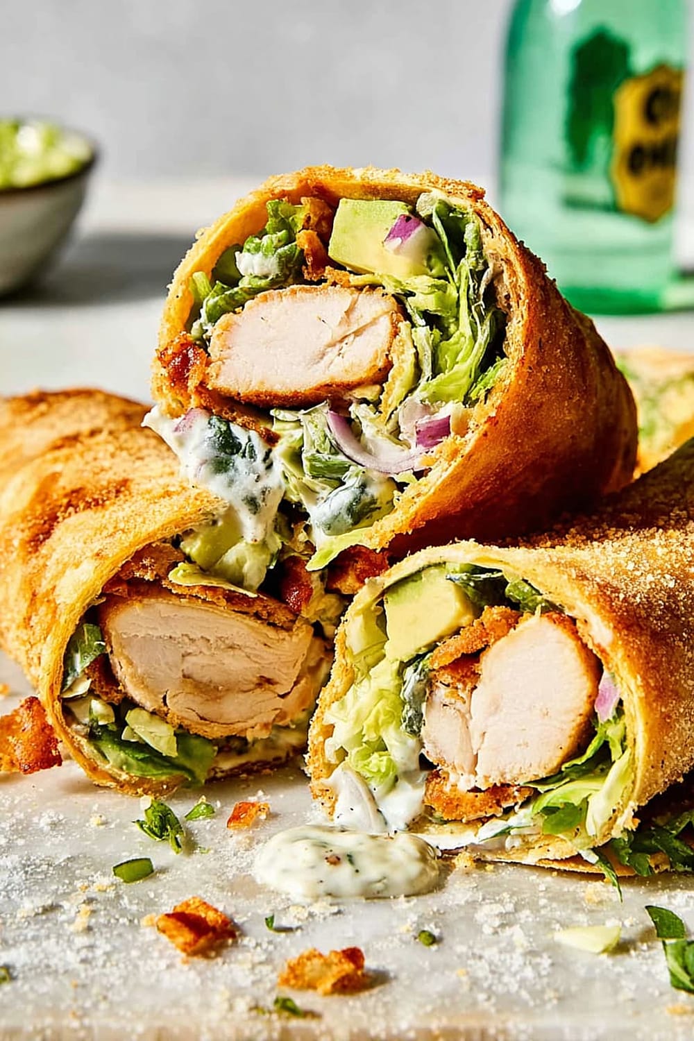 Chicken Caesar Wrap with Crispy Parmesan Crust - Happy Muncher