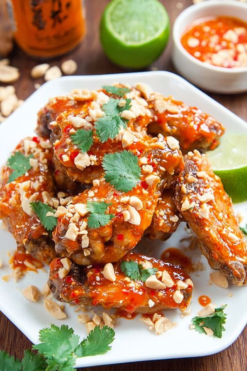 Crispy Baked Peanut Sweet Chili Chicken Wings - Happy Muncher