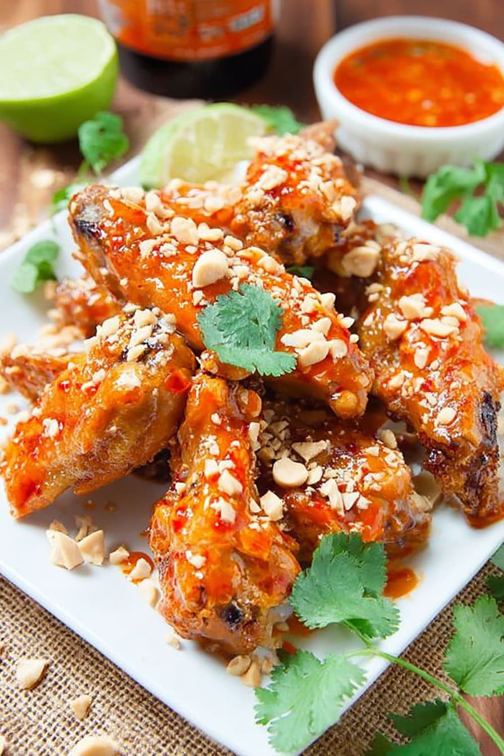 Crispy Baked Peanut Sweet Chili Chicken Wings - Happy Muncher